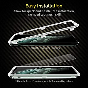 UNBREAKcable Screen Protector for iPhone 11 Pro Max iPhone Xs Max 2-Pack 6.5", Double Defense 9H Hardness HD Tempered Glass Screen Protector for iPhone 11 Pro Max/Xs Max with Easy Installation Frame,UBMU153