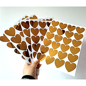 FAZHBARY 120 PCS 2" Gold Heart Wall Decals Heart Stickers for Wall Vinyl Stickers for Girls Boys Baby Bedroom Nursery Decoration
