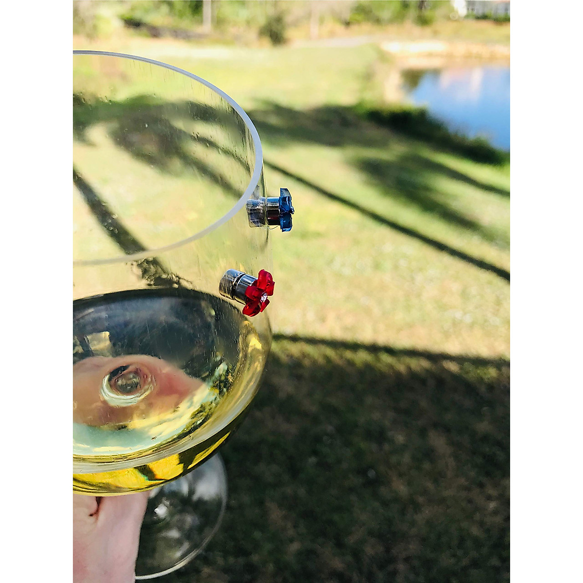 Petite Flower Magnetic Wine Glass Charms - Set of 8 Drink Marker Magnets for Regular or Stemless Glasses by Simply Charmed