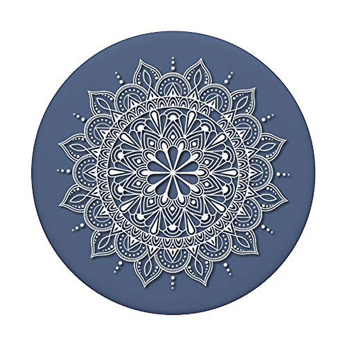 White Henna Mandala Floral Lace On Navy Blue Phone Popper PopSockets Swappable PopGrip