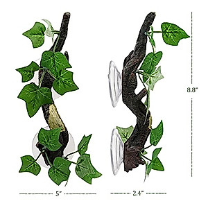 NOMAL Reptile Climbing Branch Terrarium Plant Decoration with Suction Cup for Bearded Dragons Lizards Geckos Amphibian Habitat Decor