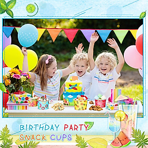 Nuenen 300 Pcs 8 oz Ice Cream Cups Disposable Ice Cream Bowls Paper Ice Cream Cup Bulk Summer Ice Cream Sundae Bowls Ice Cream Cup Bar Supplies for Sundae Snack Luau Party(Tropical)