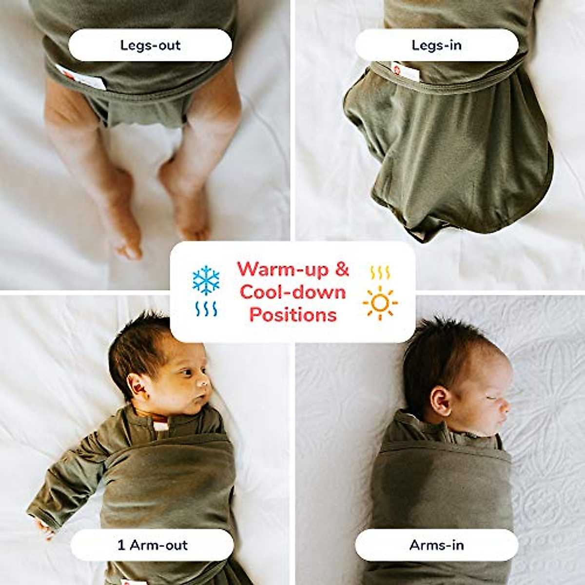 embe Baby Eczema Sleep Aid Sleeper Sack for Babies 0-3 Months, 6-14 lbs | Swaddle with Fold Over No Scratch Mittens Attached | No Scratch Sleeves Baby - [Moss]