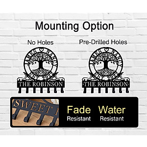 efcustomgifts Personalized Metal Key Holder, Tree of Life Design, 10 Hooks, Heavy Duty, Rust Resistant, Wall Mount, Front Door, Housewarming Gift