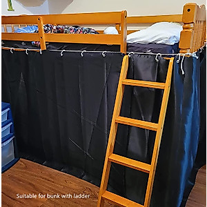 Lightolife Thickened Blackout Bunk Bed Curtains for Bottom Full, Install Accessory Included, 2 Panels, Black 47.2in