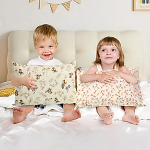 Winmany Toddler Muslin Pillowcases Baby Girl Boy Cotton Pillow Case Travel Cushion Pillow Covers with Envelope Design Cot Bed Accessories Fit for 13"x18" 14" x 19" 12"x16" Pillow (Flower+Animal)