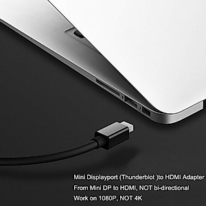 QCEs Mini DisplayPort to HDMI Adapter, Thunderblot to HDMI Cable Adapter Compatible with Apple MacBook Air Pro, iMac,Microsoft Surface Pro Dock to TV/Monitor/Projector Black