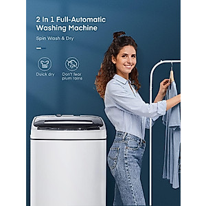 Portable Washing Machine 1.5 Cu.Ft, FOHERE 11lbs Compact Washer with Spinner Combo, 8 Programs, Includes Quick Connect Sink Adapter and Drain Hose, for Apartments, RVs, Dorms