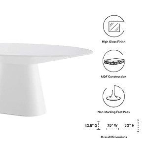 Modway Provision Dining-Tables, 75 Inch, White
