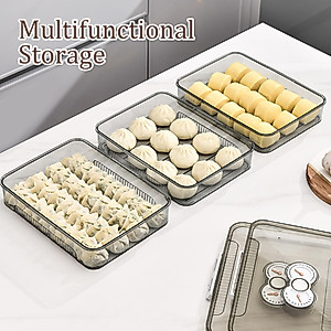 CUCUFA Dumpling Storage Box, 4 Layers Food Storage Container Portable Dumpling Organizer Stackable Freezer Storage Containers Food Storage Box Airtight Food Container