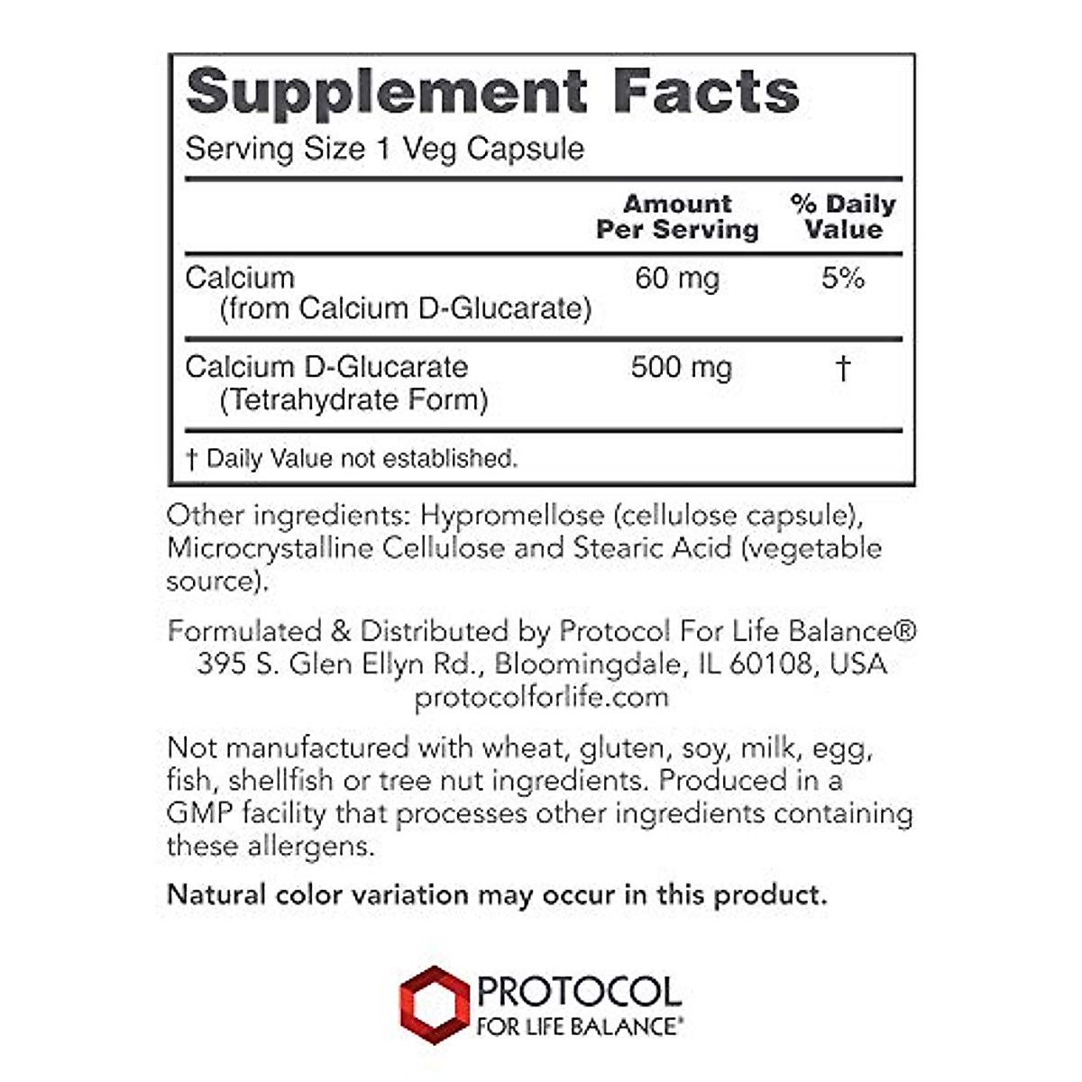 Protocol For Life Balance - Calcium D Glucarate 500mg - Supports Detoxification, Promotes Liver Detox, Breast, Colon and Prostate Health - 90 Vegetable Capsules