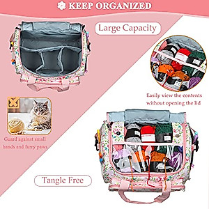 Coopay Yarn Storage Crochet Bag, Large Capacity Yarn Bag for Yarn and Knitting & Crochet Supplies, Knitting Bag with Detachable Shoulder Strap, Beautiful & Portable Knitting Tote Bag(Bag Only)