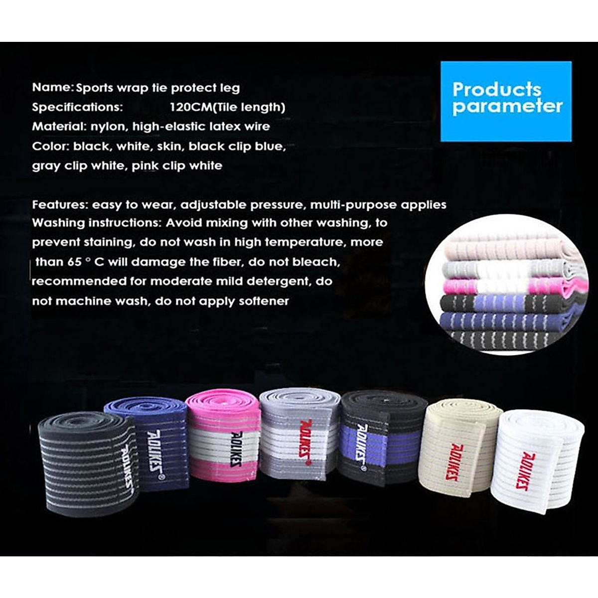 Mcolics Elasticity Calf Thigh Support Knee Brace Leg Compression Strap Wrap Support Bandage Brace Guard Injury Pain Sports Safety Pad, Pack of 2 (Black/Blue)