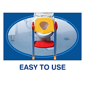 Chummie Joy 6 In 1 Portable Potty Training Ladder Step Up Seat For Boys And Girls With Anti-Skid Feet, Adjustable Steps, Comfortable Potty Seat And Handrail,Multi-Color