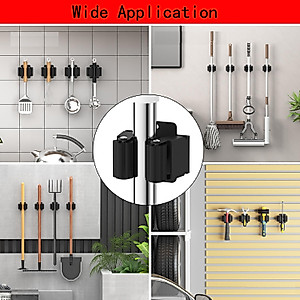 Broom Holder Wall Mount 25 Pack Broom and Mop Organizer Wall Hanging Clamp Clip Hanger Stainless Steel Gripper Mounted Utility Rack with Installation Screws Self Adhesive for Shovel Handle Black