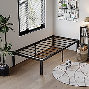 Artimorany Twin XL Bed Frames 18 Inch Tall, Heavy Duty Metal Platform, 2500lbs Steel Slats Support, No Box Spring Needed, Noise Free, Easy Assembly Black