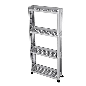 MBBJM Kitchen Storage Rack for Goods Fridge Side Shelf Removable with Wheels Bathroom Organizer Shelf Gap Holder ( Color : D , Size : 40*32*13.8cm )