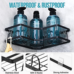 Gocvo Shower Caddy, 5 Pack Triangle Shower Shelves Bathroom Organizer No Drilling Adhesive Shower Wall Shelves Rustproof Stainless Steel Storage Shower Rack