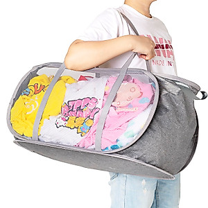 Tenrai Tear Proof Pop Up Laundry Hampers, Easy to Collapsible Laundry Basket, Easy to Carry & Go Up and Down Stairs, Mesh-Breathable, with Strong Handles Laundry Hamper. (1.5 Loads)