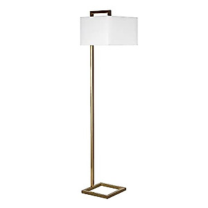 Grayson 68" Tall Floor Lamp with Fabric Shade in Brass/White