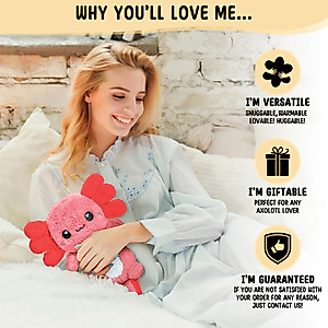 Axolotl Microwavable Unscented Heating Pad for Women and Kids- Cute Soft Cozy Pillow Plush Heatable Warm Stuffed Animals - Kawaii Hot and Cold Plushie Food Toy - Axolotl Gifts for Girls and Boys
