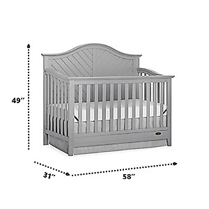 Dream On Me Ella 5-in-1 Full Size Convertible Crib in Pebble Grey, Greenguard Gold Certified