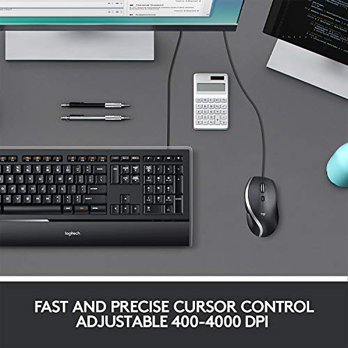 Logitech M500s Advanced Corded Mouse with Advanced Hyper-fast Scrolling & Tilt, Customizable Buttons, High Precision Tracking with DPI Switch, USB plug & play