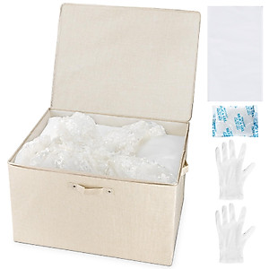 BlissfulAbode Wedding Dress Preservation Box with 20 Sheets of Acid Free Tissue Paper for Wedding Dress Storage Box Kit,Heirloom Wedding Gown Storage Box - Bride Musthaves (Size:17in*13in*13in)