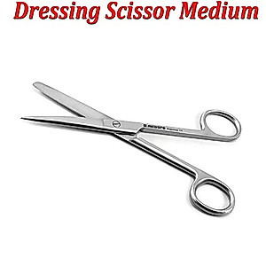 MEDSPO Professional Dental Medical Scissors | Trimming Cutting Nursing Stitch Suture Veterinary | Tissue Instruments Tools (Dressing Scissors Medium)