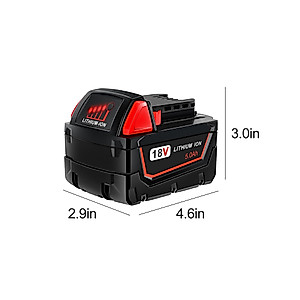 rebicacate Replace Battery 18V for All Milwaukee M18 Battery 48-11-1850 48-11-1840 M18 M18B Cordless Power Tools Milwaukee 18V Battery Lithium-Ion 2 Packs