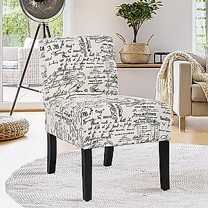 Small Bedroom Chair, Accent Chairs Set of 2, Side Chairs for Living Room, Armless Accent Chair for Bedroom, Modern Slipper Chair with Solid Rubber Wood Legs, White Accent Office Chair for Adults Kids