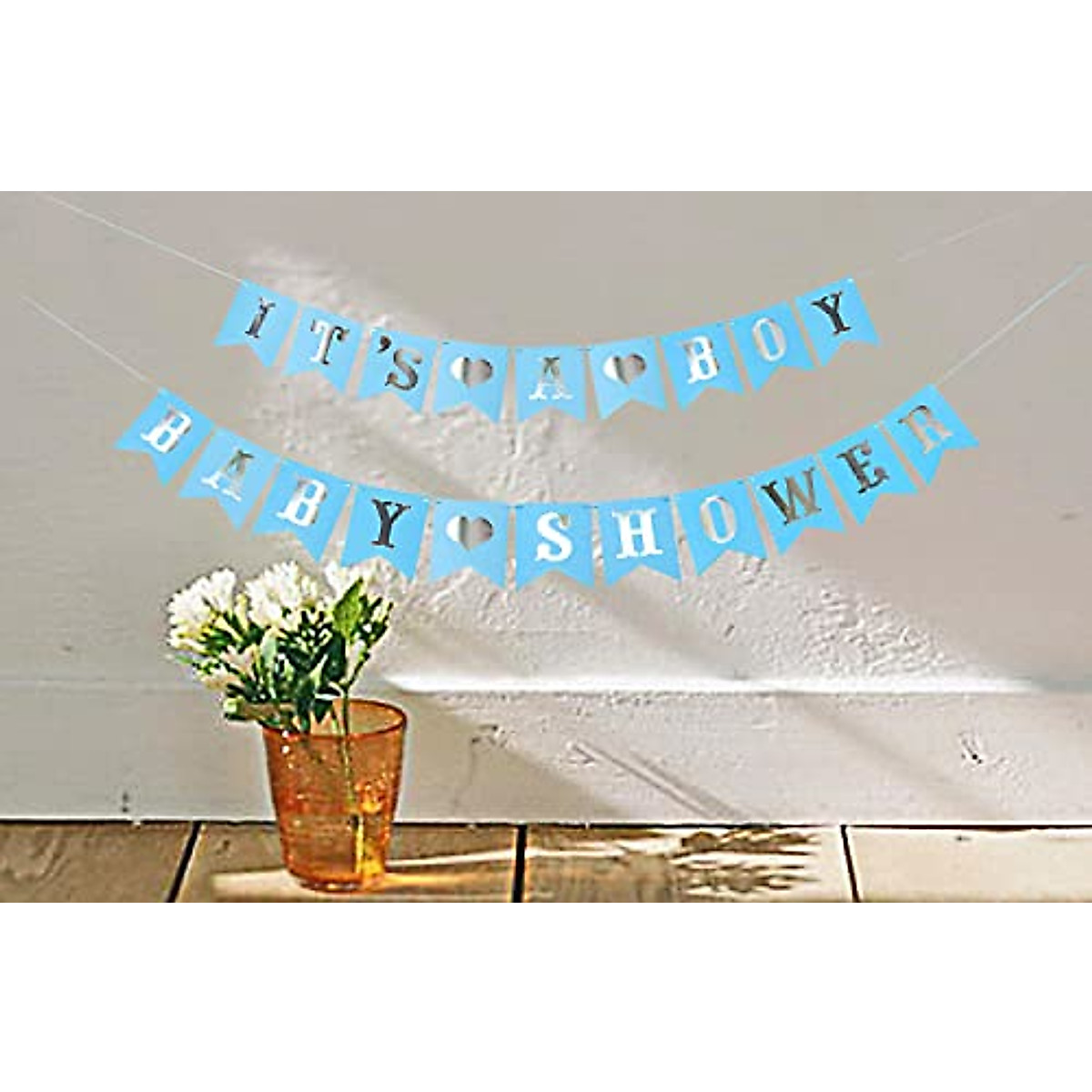 CoolerthingsDG, It's a Boy Baby Shower Decoration for Boy - Blue and Silver Baby Shower Baner/Baby Boy for Baby Shower Supplies