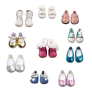 10 Pairs of 18 Inch Doll Shoes, BOSOIRSOU 2.75in Boots Dance Shoes Sandals Casual Shoes Canvas Shoes Fit for 18" American Girl Doll Accessories