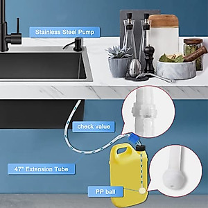 Dish Soap Dispenser for Kitchen Sink Built in Soap Dispenser Stainless Steel Soap Pump with 47" Extension Tube and 300ml Bottle Matte (Black)