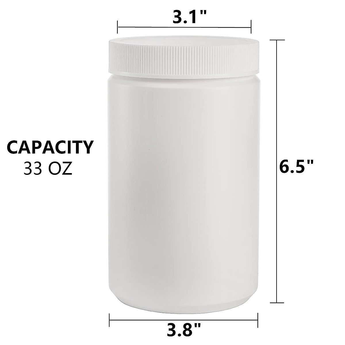 DEAYOU 6 Pack 33 Oz Plastic Mason Jars, 1 Quart Ice Cream Containers with Screw Top Lid, Plastic Freezer Jar Reusable Storage Food Canister for Yogurt, Soup, Hot or Cold Food, Salad, Butter (White)