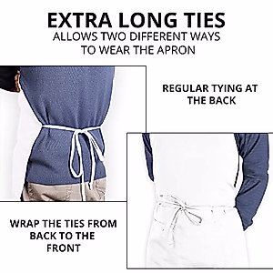 Utopia Kitchen Adjustable Bib Apron (10-Pack) Water Oil Resistant Chef Cooking Kitchen Mens Womens Waitress Server Work Aprons with Pockets (White)