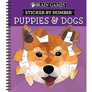 Brain Games - Sticker by Number: Puppies & Dogs - 2 Books in 1 (42 Images to Sticker)