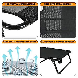 M JJYPET Elevated Cooling Dog Cot Pet Bed with Breathable Mesh,Folding Dog Bed No Assembly, Indoor/Outdoor, Pet Hammock Bed,Raised Dog Cots Beds Multiple Sizes for Small Meduim Large Dogs