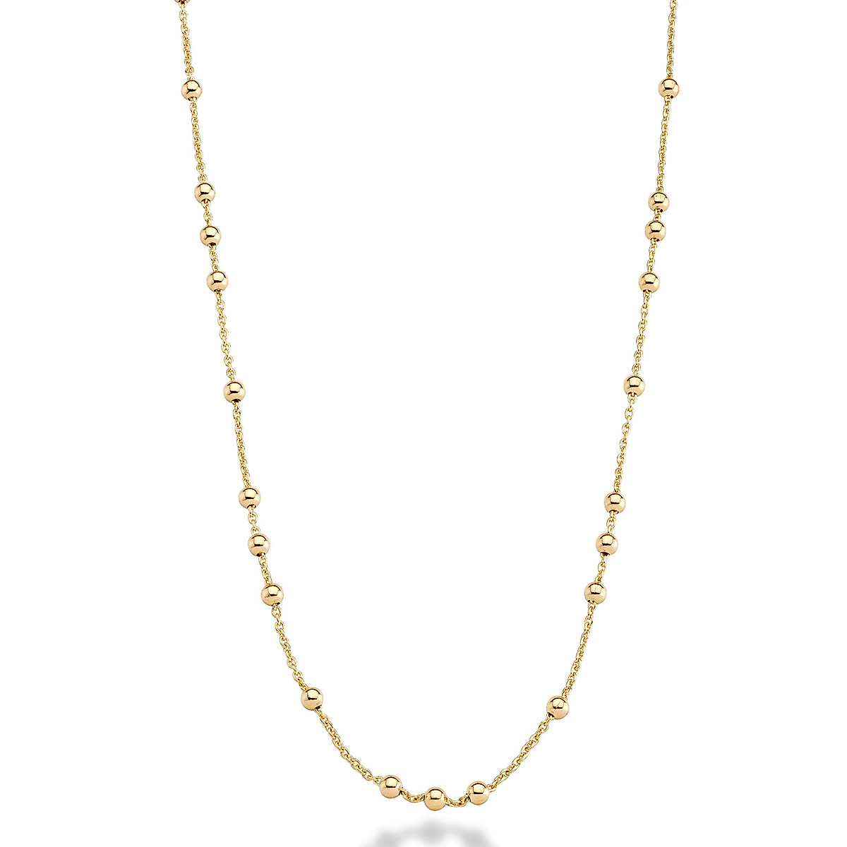 Miabella Italian 18K Yellow or Rose Gold Plated Beaded Ball Rosary Long Wrap Layering Station Chain Necklace for Women, 60" (Yellow-Gold-Plated-Bronze)