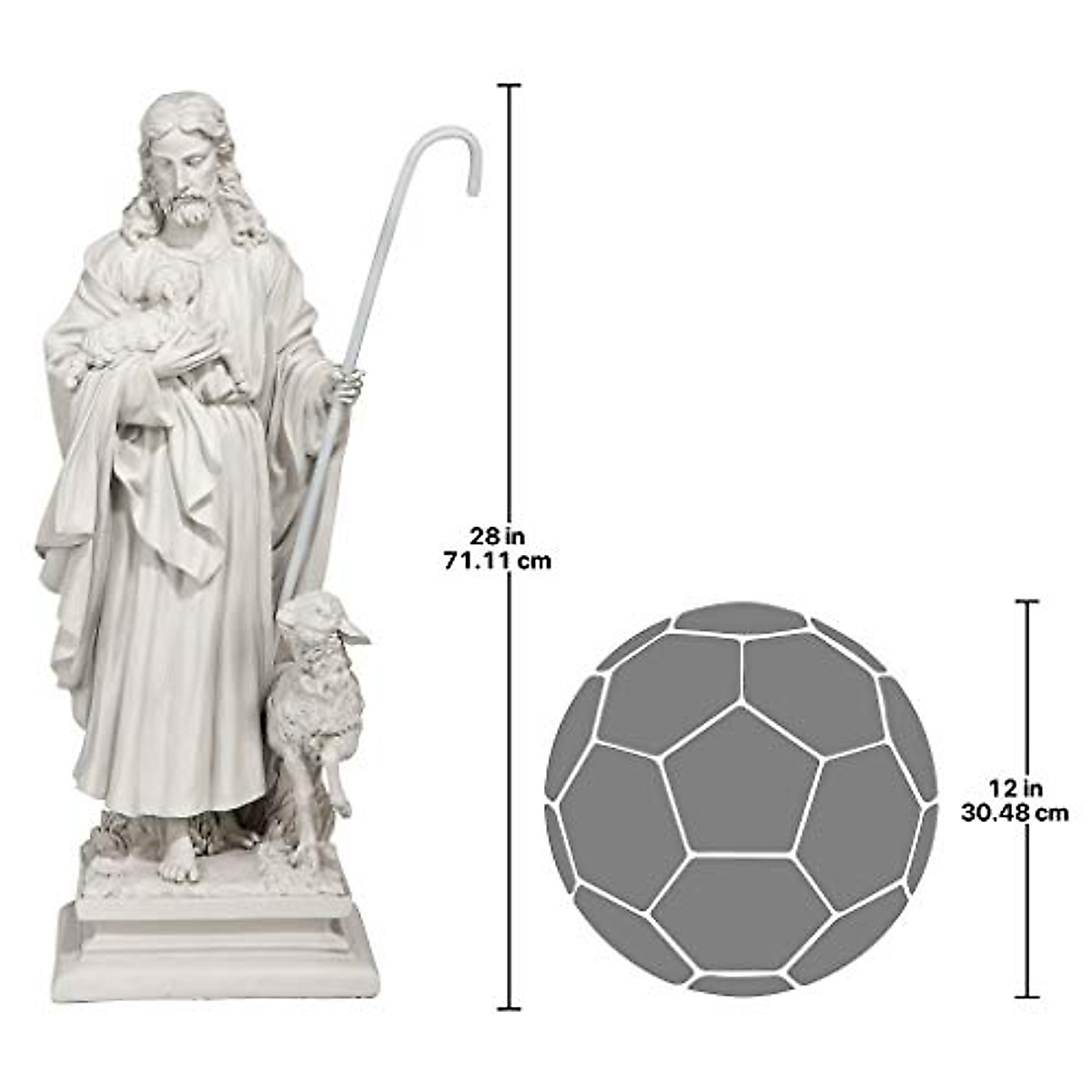 Design Toscano EU1785 Jesus The Good Shepherd Religious Garden Statue, 12 Inches Wide, 8 Inches Deep, 28 Inches High, Antique Stone Finish