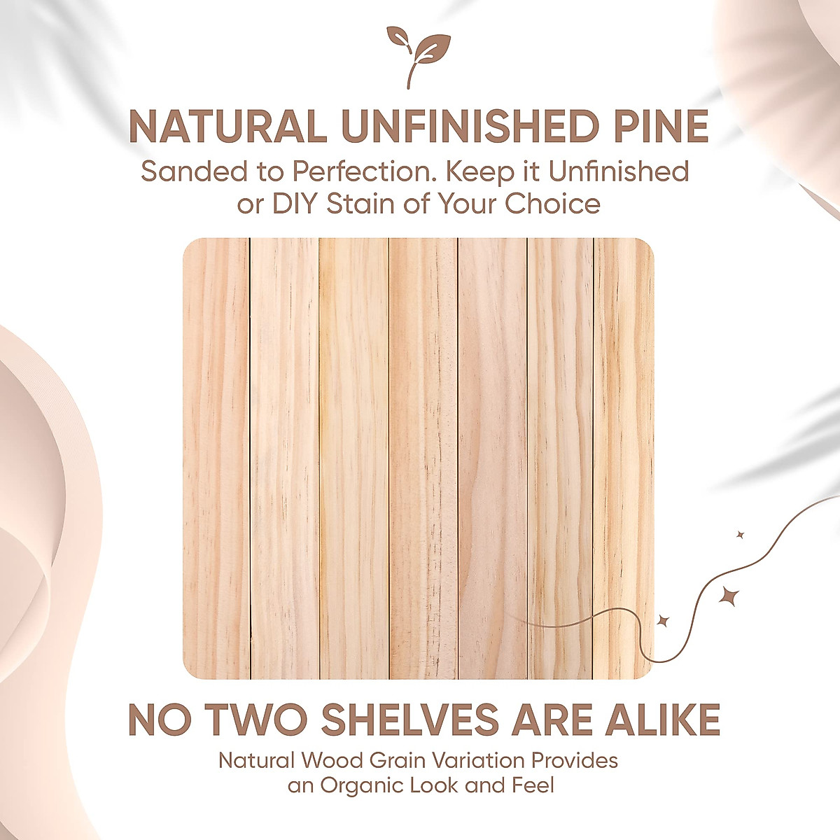 Homeforia Rustic Farmhouse Floating Shelves, Bathroom Wooden Shelves for Wall Mounted, Thick Industrial Kitchen Wood Shelf - 36 x 6.5 x 1.75 inch - Set of 2 - Unfinished - No Stain - DIY