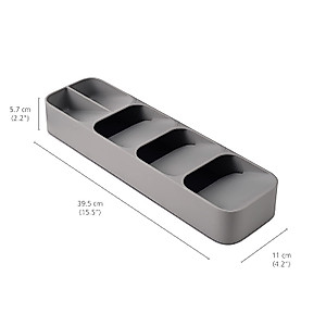 Joseph Joseph DrawerStore Compact Cutlery Organizer Kitchen Drawer Tray, Small, Gray & BladeBrush Knife and Cutlery Cleaner Brush Bristle Scrub Kitchen Washing Non-Slip, One Size, Green