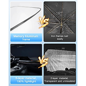 Cartist 5-Layer Windshield Sun Shade Custom Fit for Hyundai Palisade 2020-2024 2025 Accessories Foldable Car Front Window Sunshade Sun Visor Protector