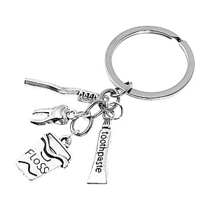 Happyyami Toothbrush Toothpaste Keychain Metal Pendant Key Chain for Birthday Keychain for Kids Children Adults