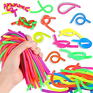 Mini Colorful Stretchy String Fidget Toys Sensory Toys Soft Stress Relief Toy for Birthday Party Favor Treasure Box Toys for Classroom Rewards Carnival Prizes (Classic, 50 Pieces)