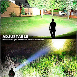 ALSTU Rechargeable Flashlights High Lumens, 900000 Lumens Super Bright Flashlight with 5 Modes & Power Display, IPX7 Waterproof Flash Light for Outdoor, Camping, Hiking