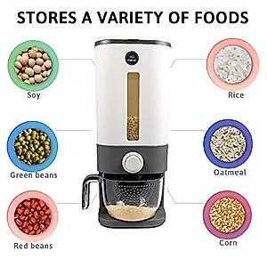KITCHEN FAST–22LBS Rice Dispenser–Food Dispenser-Attachable Cutlery Holder and Salt/Spice Container–Large Grain Storage with Lid–Extra Storage Box-Moisture Proof-Optimizes Kitchen Space–Rice Storage