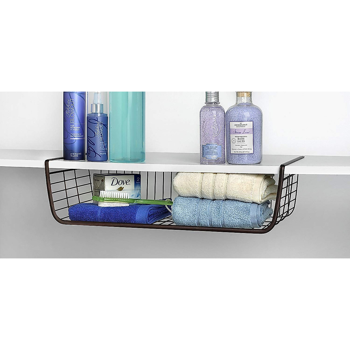 Spectrum Diversified Ashley Large Storage Shelf, Kitchen Cabinet & Pantry Organization & Storage, Bathroom Cabinet Basket, Bronze