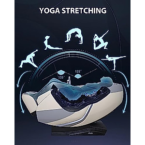 PUDO 2023 4D Massage Chair Full Body | Zero Gravity Shiatsu Massage Chairs Recliner with AI Voice with Heated SL Track Bluetooth Speaker Airbag Yoga Stretch, Foot Roller Auto Legrest (Beige)