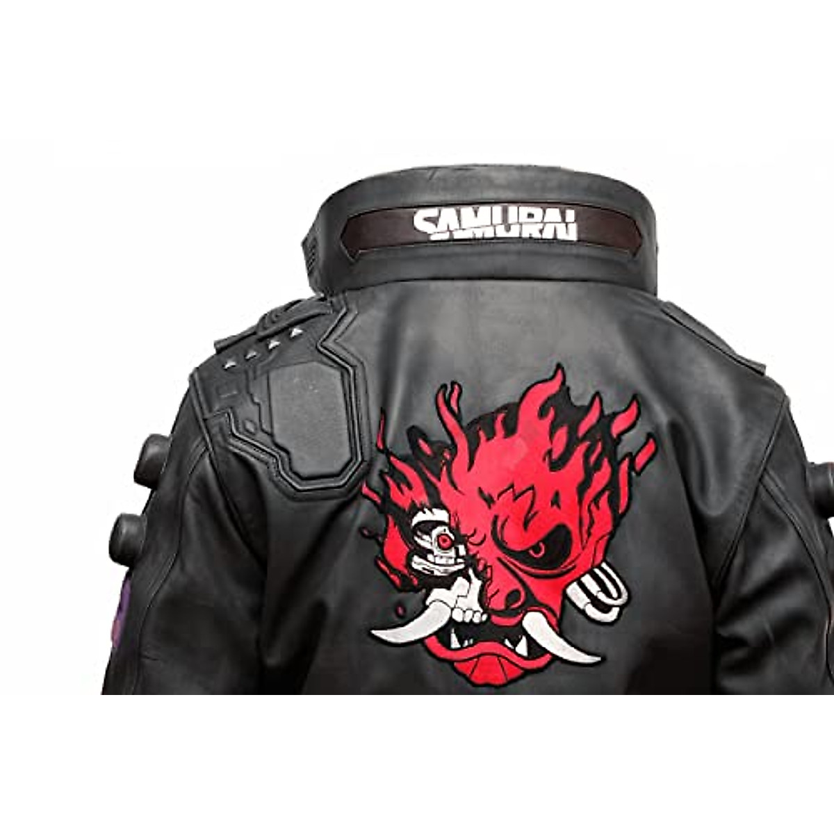 DRIPFLEX Charcoal Black Cyberpunk 2077 Ultimate Gaming Samurai Motorcycle Real Leather Bomber Cosplay Jacket Costume